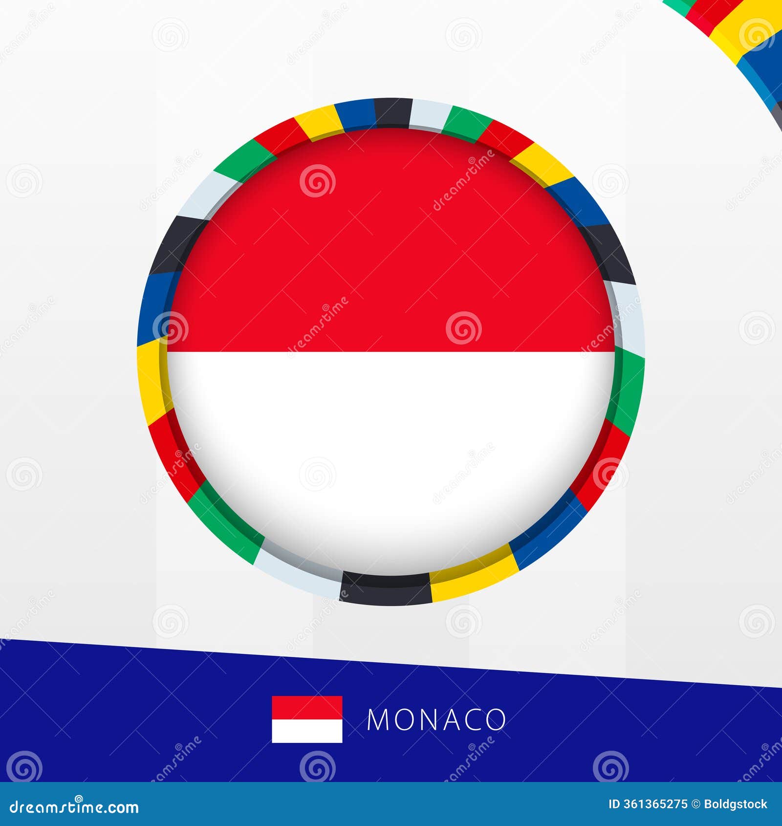 Monaco Flag with Colorful Circle Border Stock Illustration ...