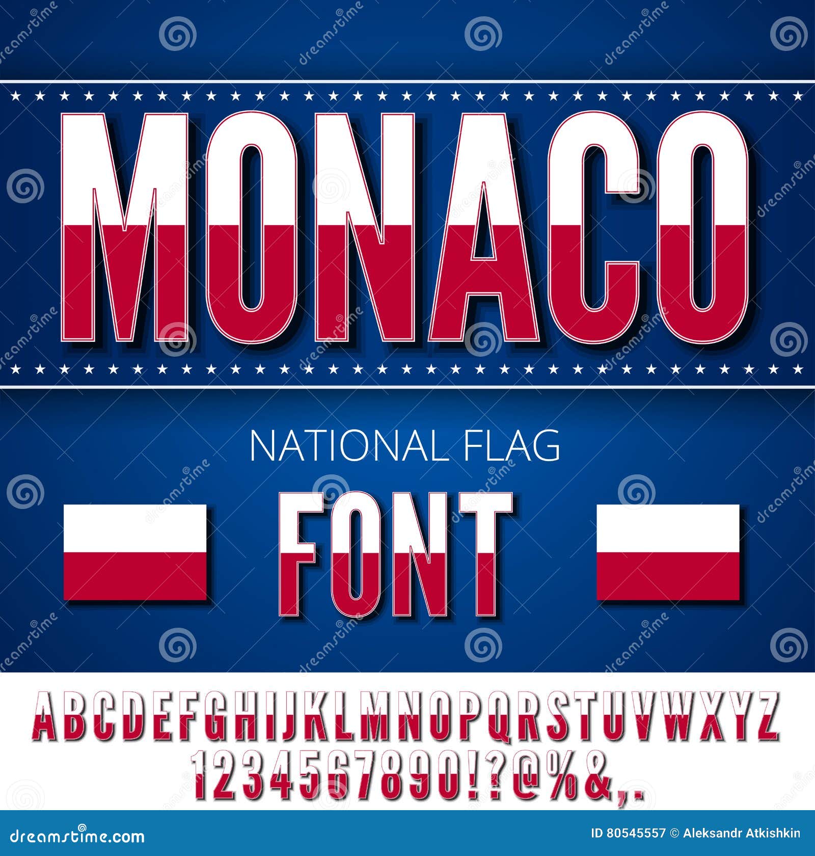 Monaco Flag Font Cartoon Vector | CartoonDealer.com #80545557