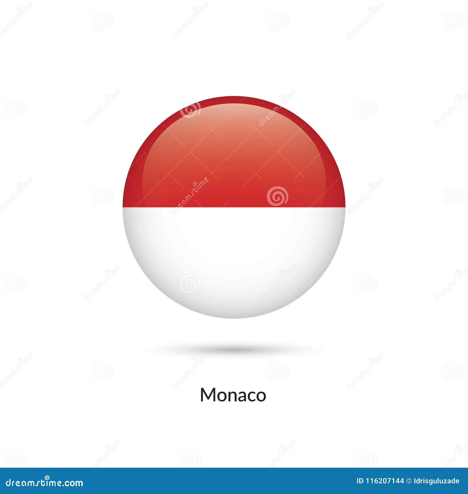Monaco Flag - Round Glossy Button Stock Vector - Illustration of nation ...