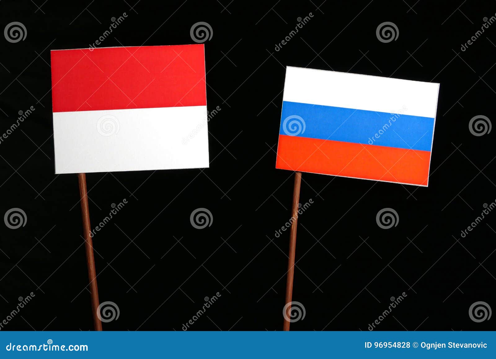 Monaco Flag with Russian Flag Isolated on Black Stock Photo - Image of ...