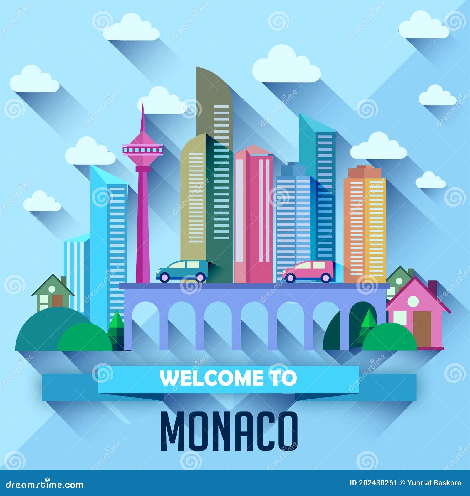 Monaco - Flat Design City Vector Illustration Stock Illustration ...