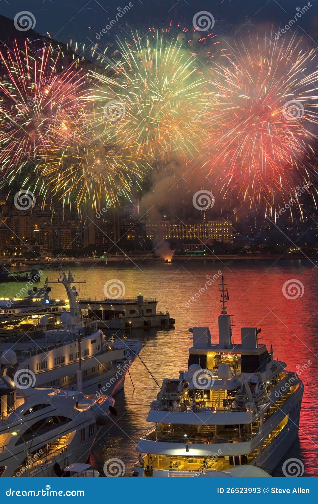 Monaco - French Riviera - Firework Display Stock Image - Image of night ...
