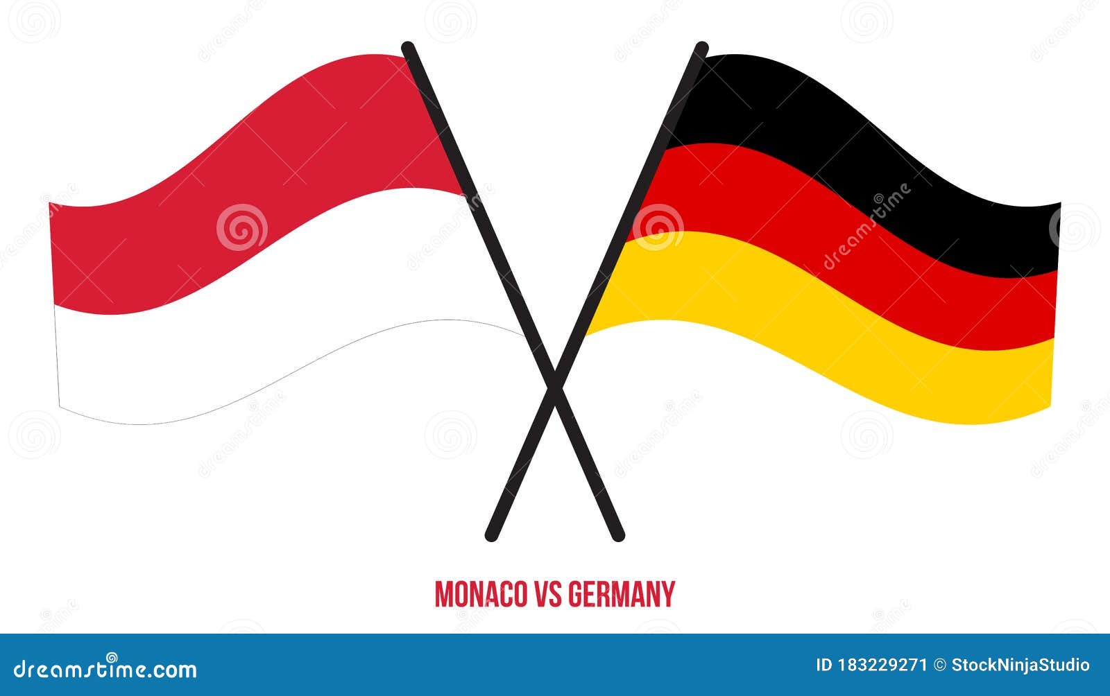 Monaco and Germany Flags Crossed and Waving Flat Style. Official ...