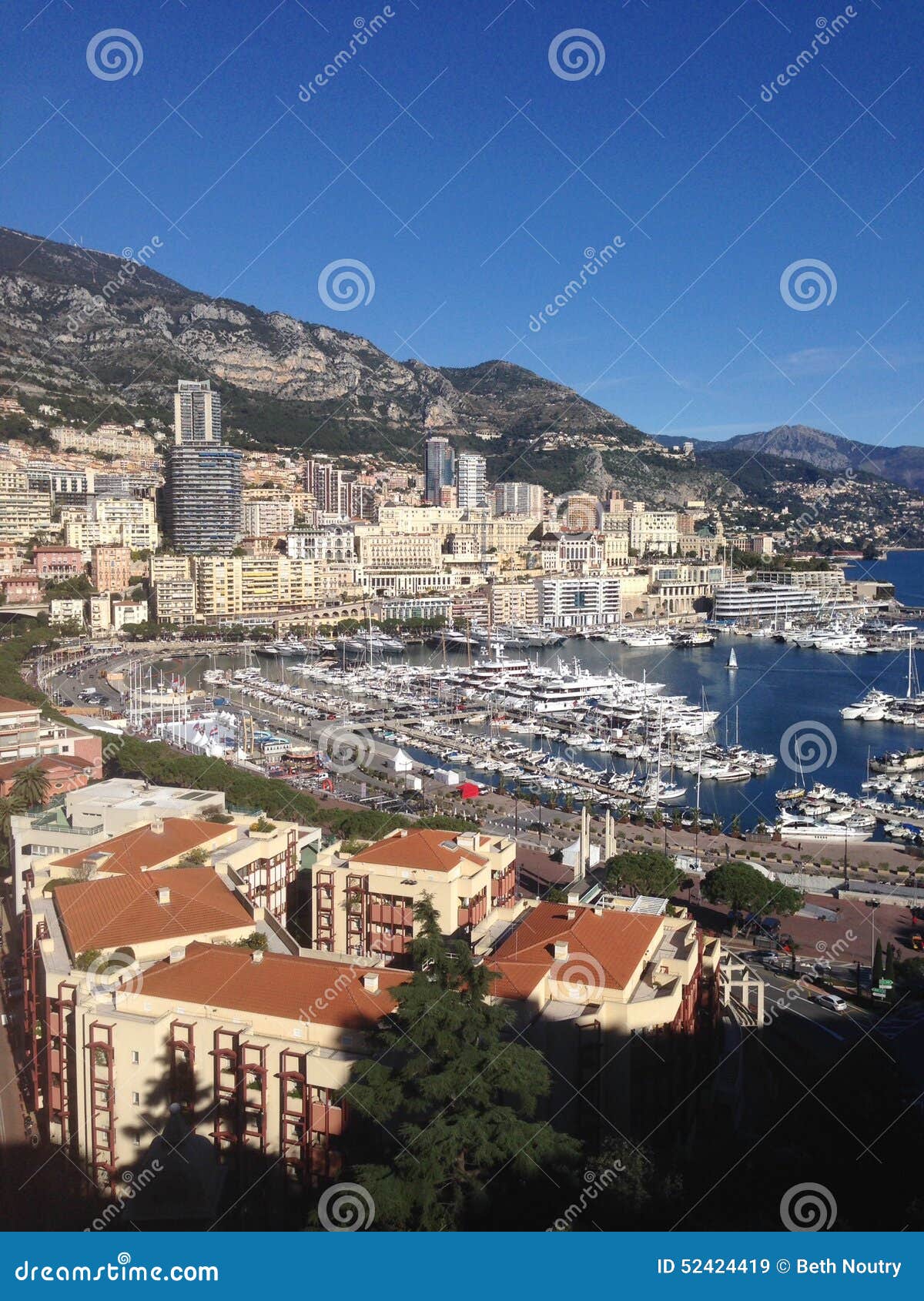 Monaco Harbor stock image. Image of hill, harbor, view - 52424419