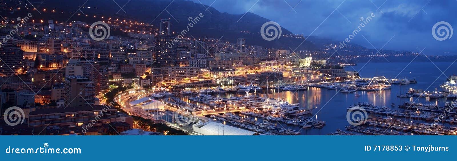 Monaco harbor night scene stock image. Image of coastline - 7178853