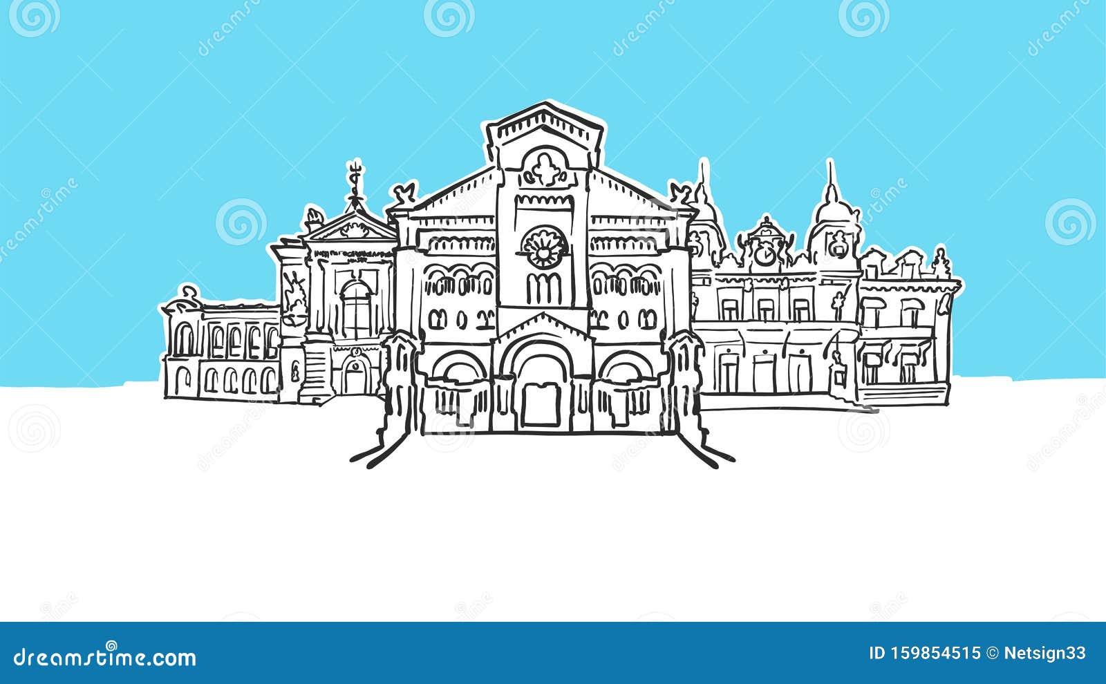 Monaco Lineart Vector Sketch Stock Vector - Illustration of hand ...