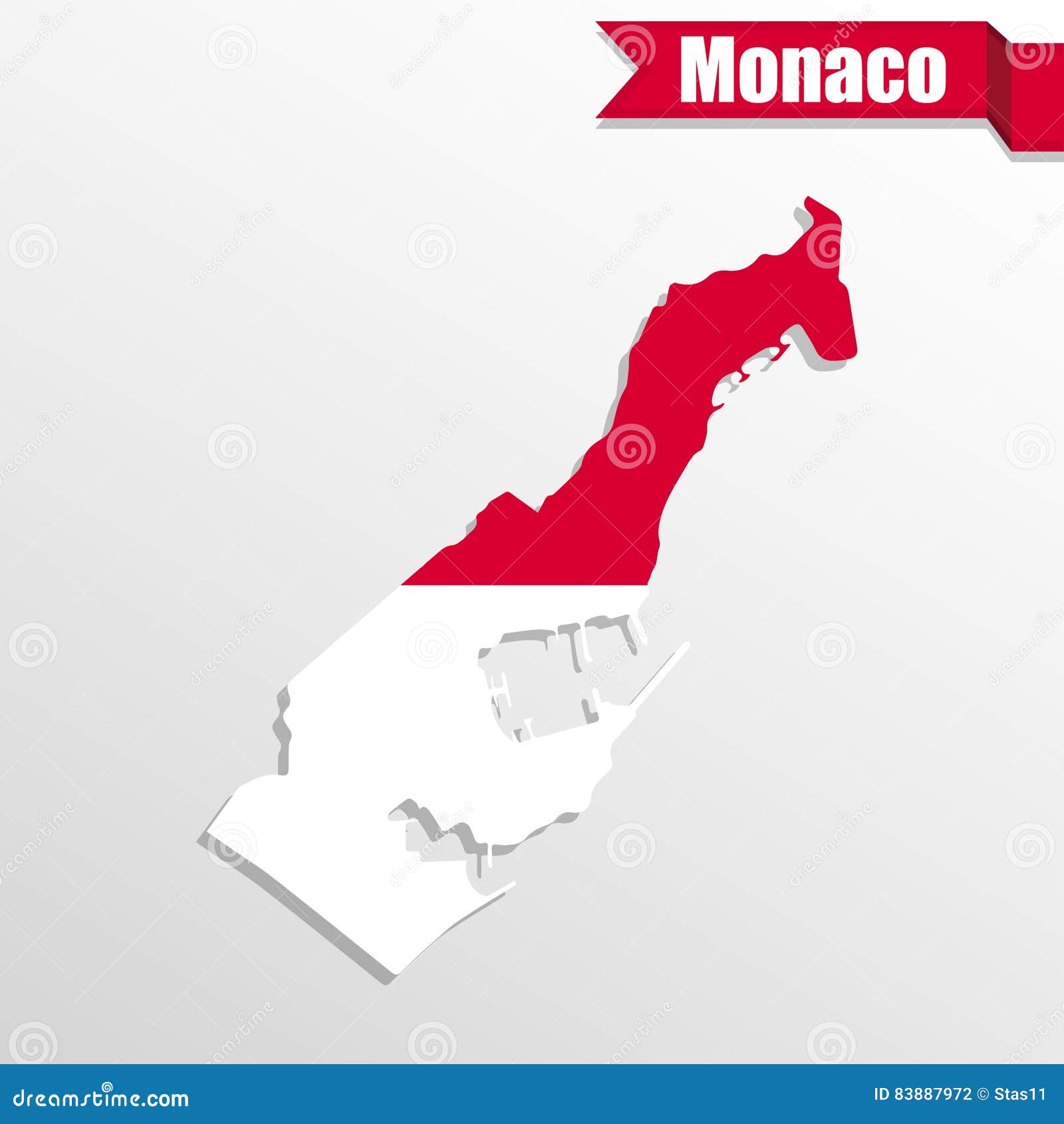 Monaco Map With Flag Inside And Ribbon Vector Illustration ...