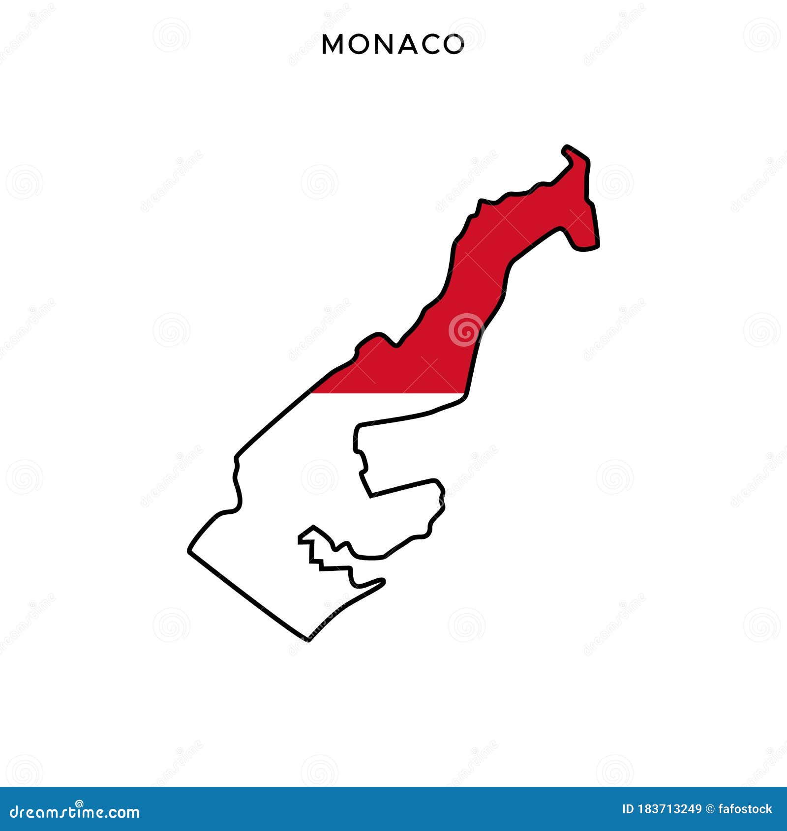 Map and Flag of Monaco Vector Design Template with Editable Stroke ...
