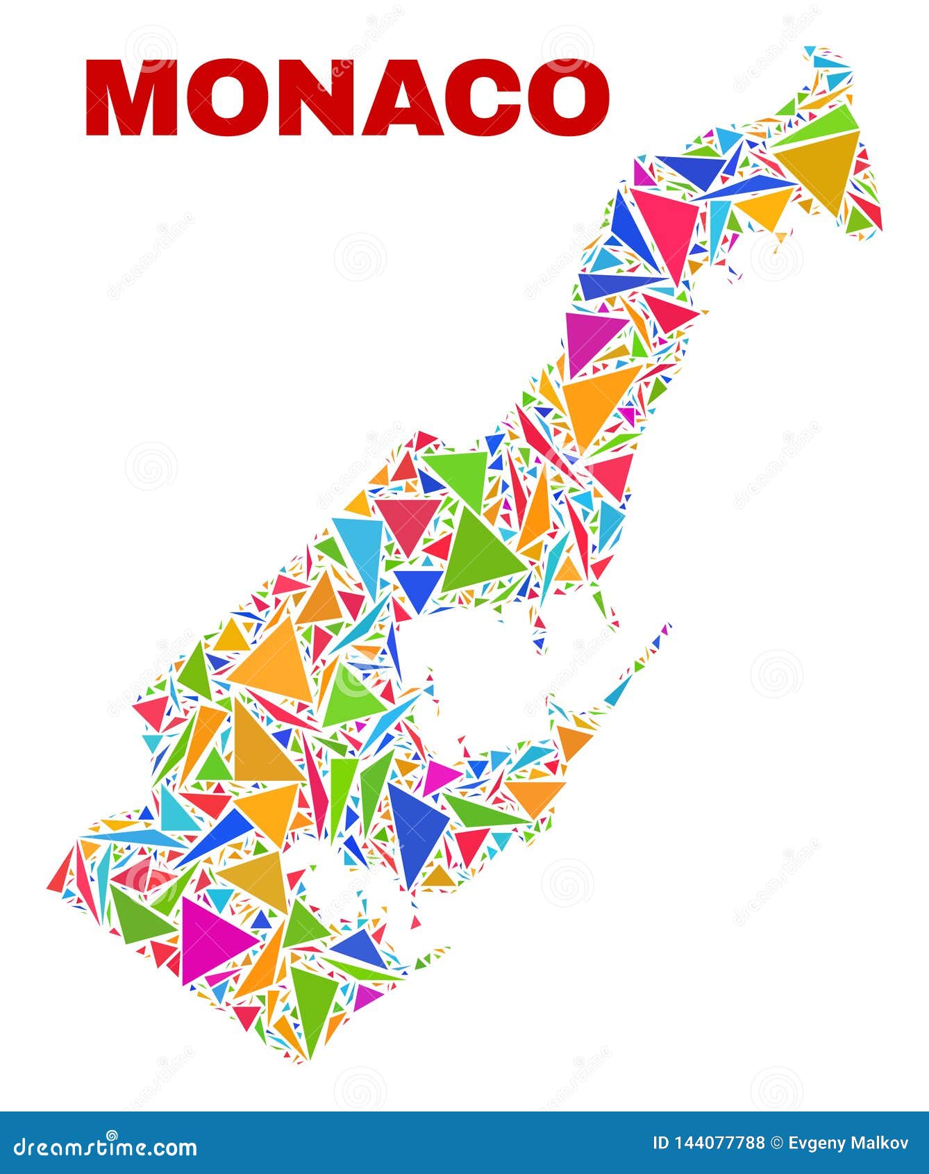 Monaco Map - Mosaic of Color Triangles Stock Vector - Illustration of ...