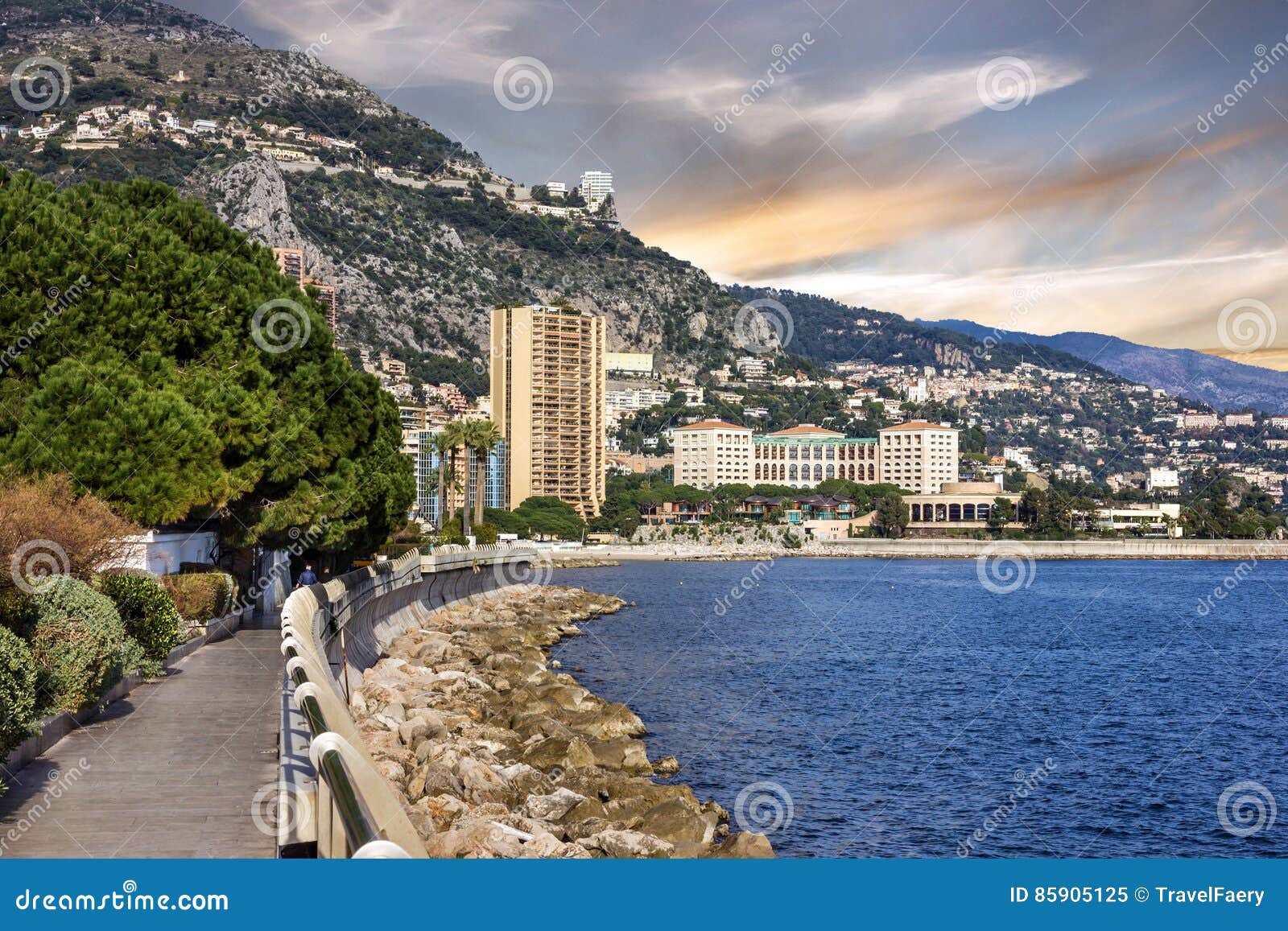 Monaco Seafront, Monaco And Monte Carlo Principality, France Stock ...