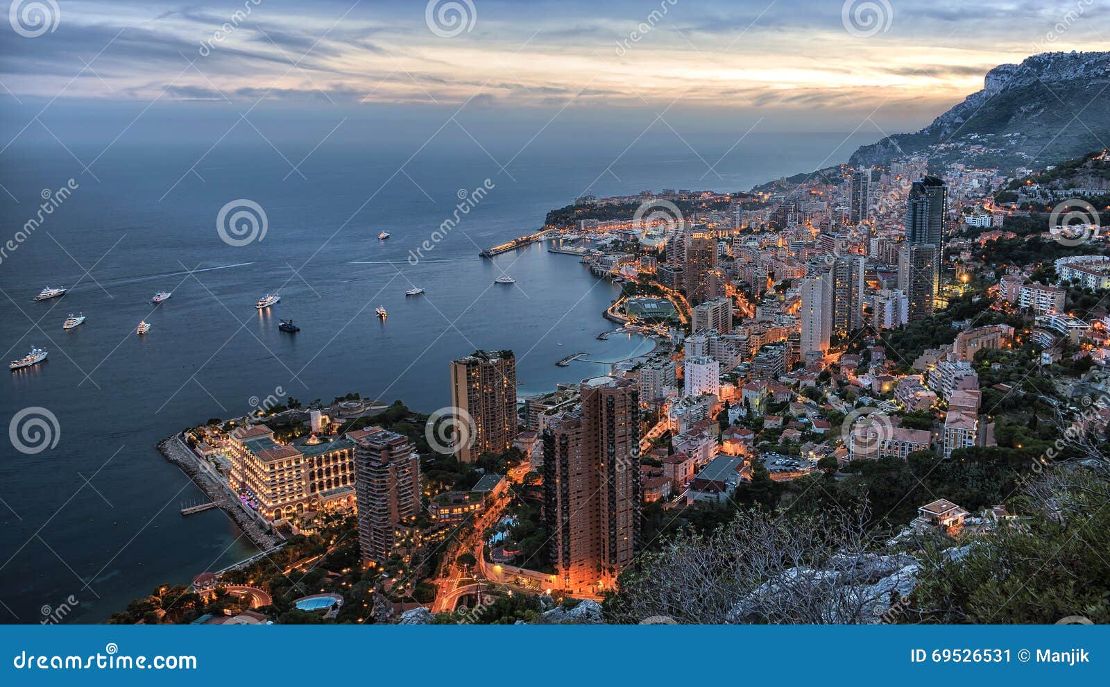 Monaco Monte Carlo sunset stock image. Image of monte - 69526531