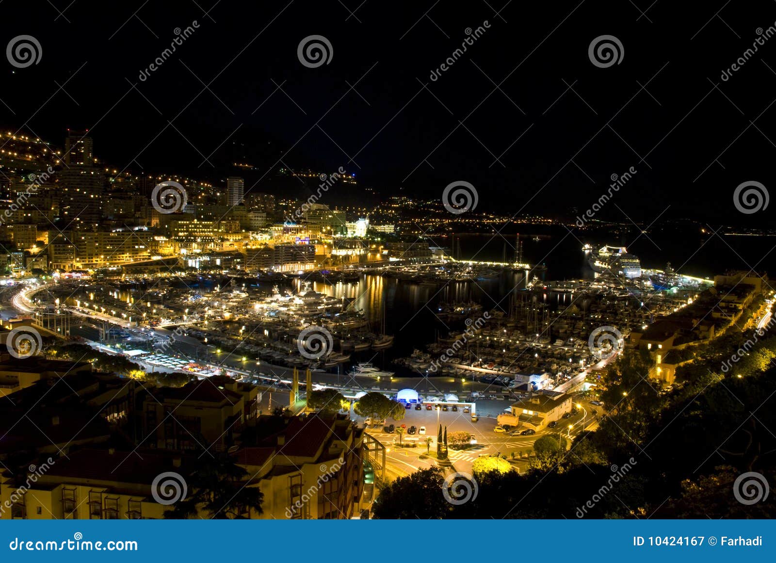 Monaco at night stock image. Image of building, lights - 10424167
