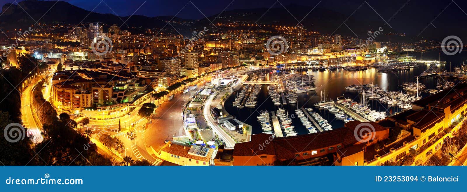 Monaco at night editorial stock image. Image of sailship - 23253094