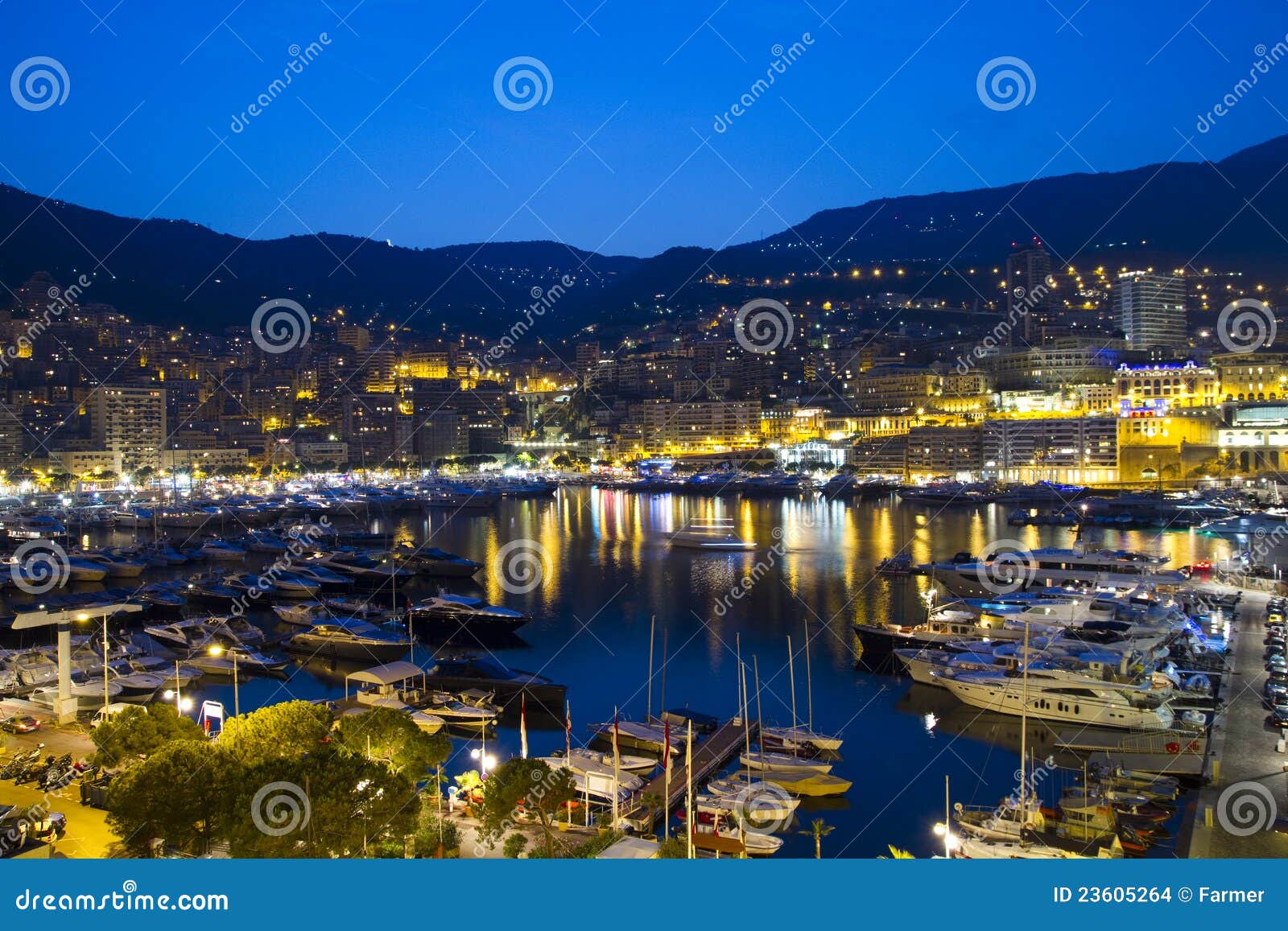 Monaco at night stock photo. Image of lights, carlo, architecture ...