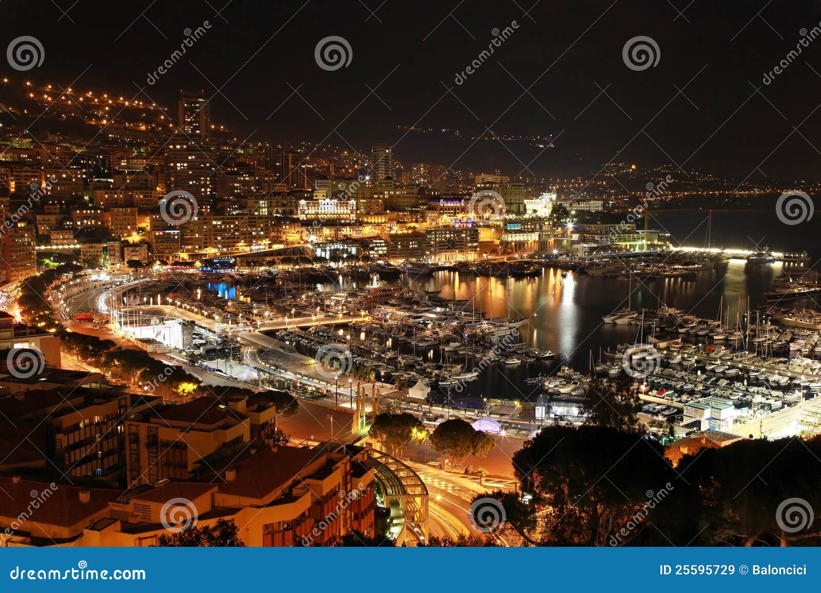 Monaco night stock image. Image of night, panorama, lights - 25595729