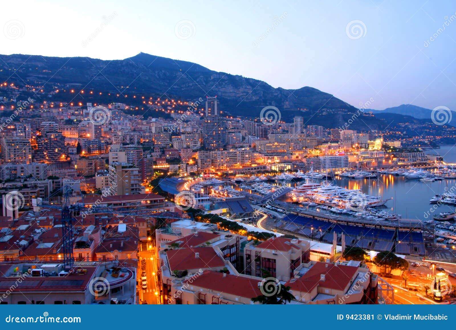 Monaco at night stock image. Image of monaco, mediterranean - 9423381