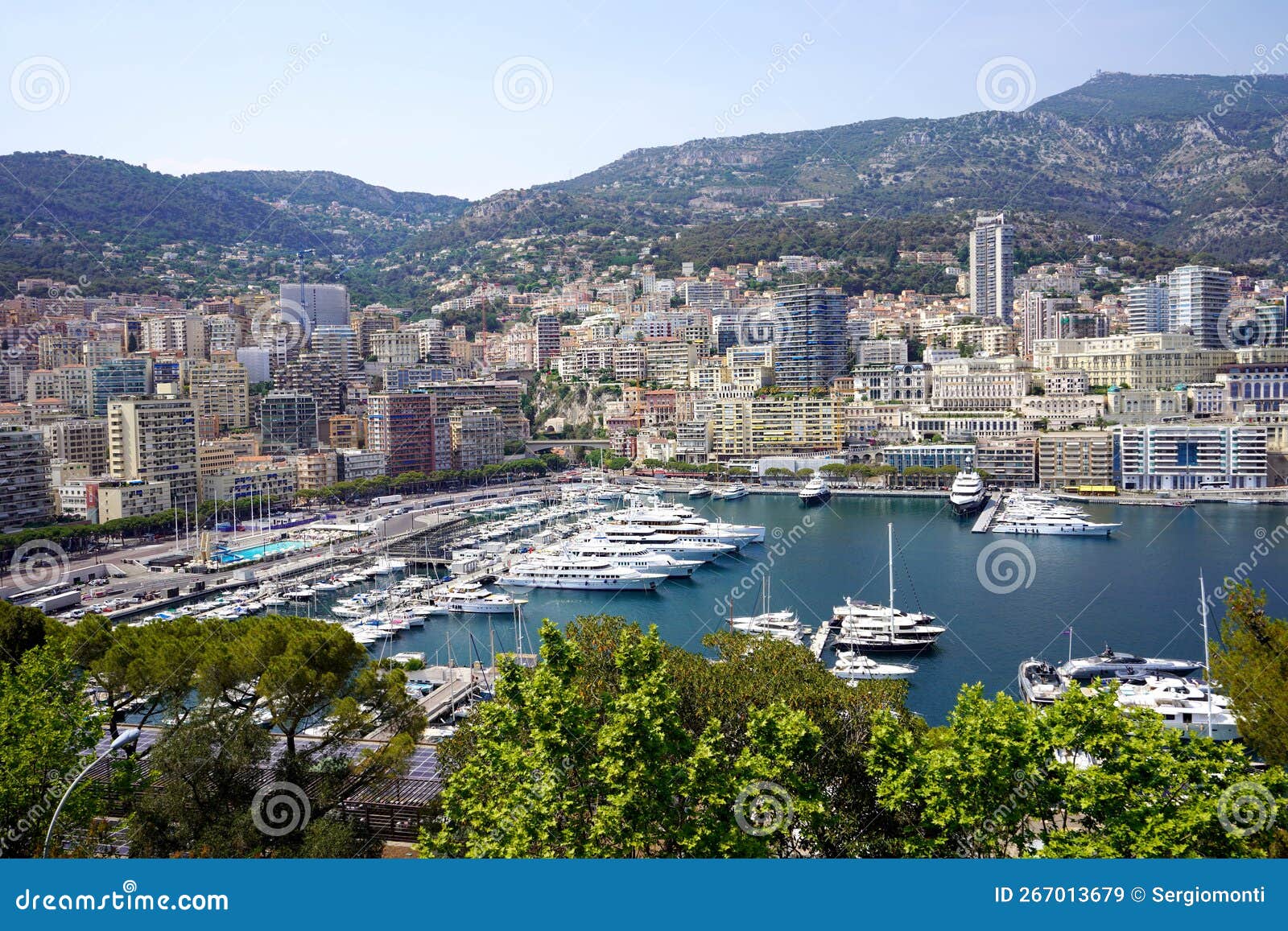 Monaco Panoramic View with Monte Carlo Harbour and Yachts Stock Image ...