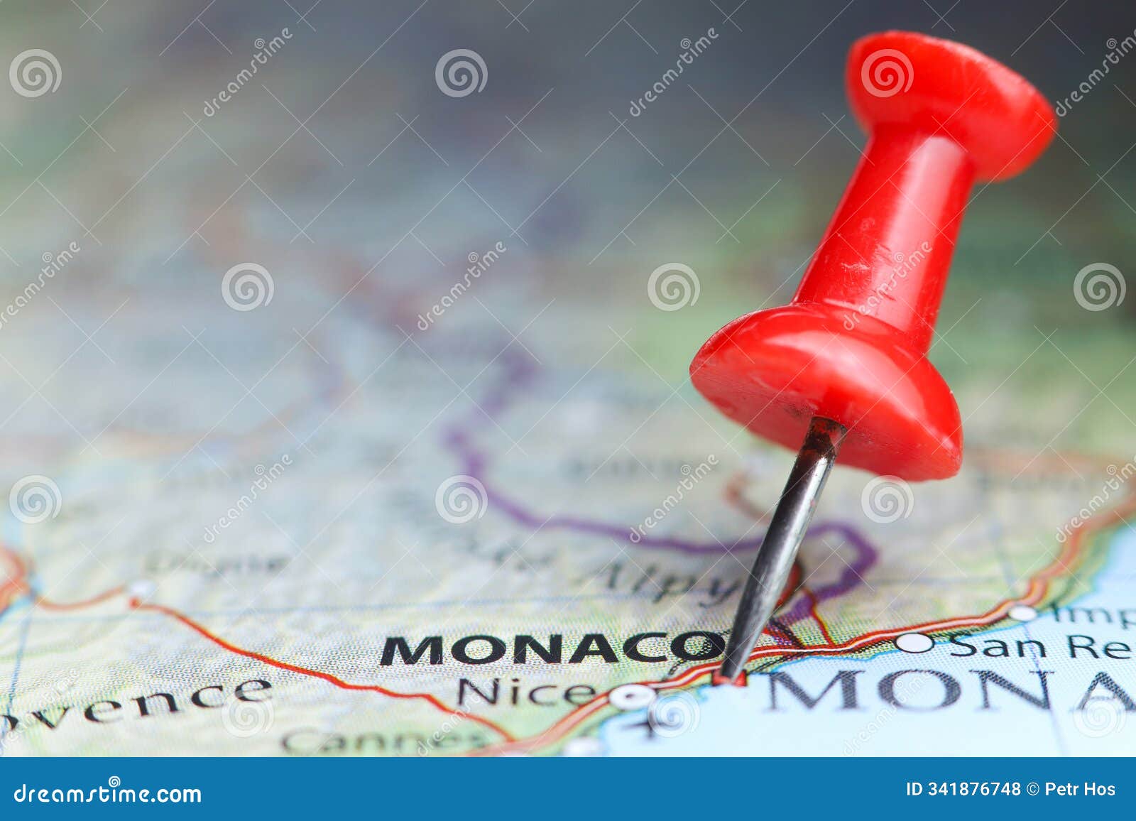 Monaco Pinned on a Map of France and Italy Stock Photo - Image of land ...