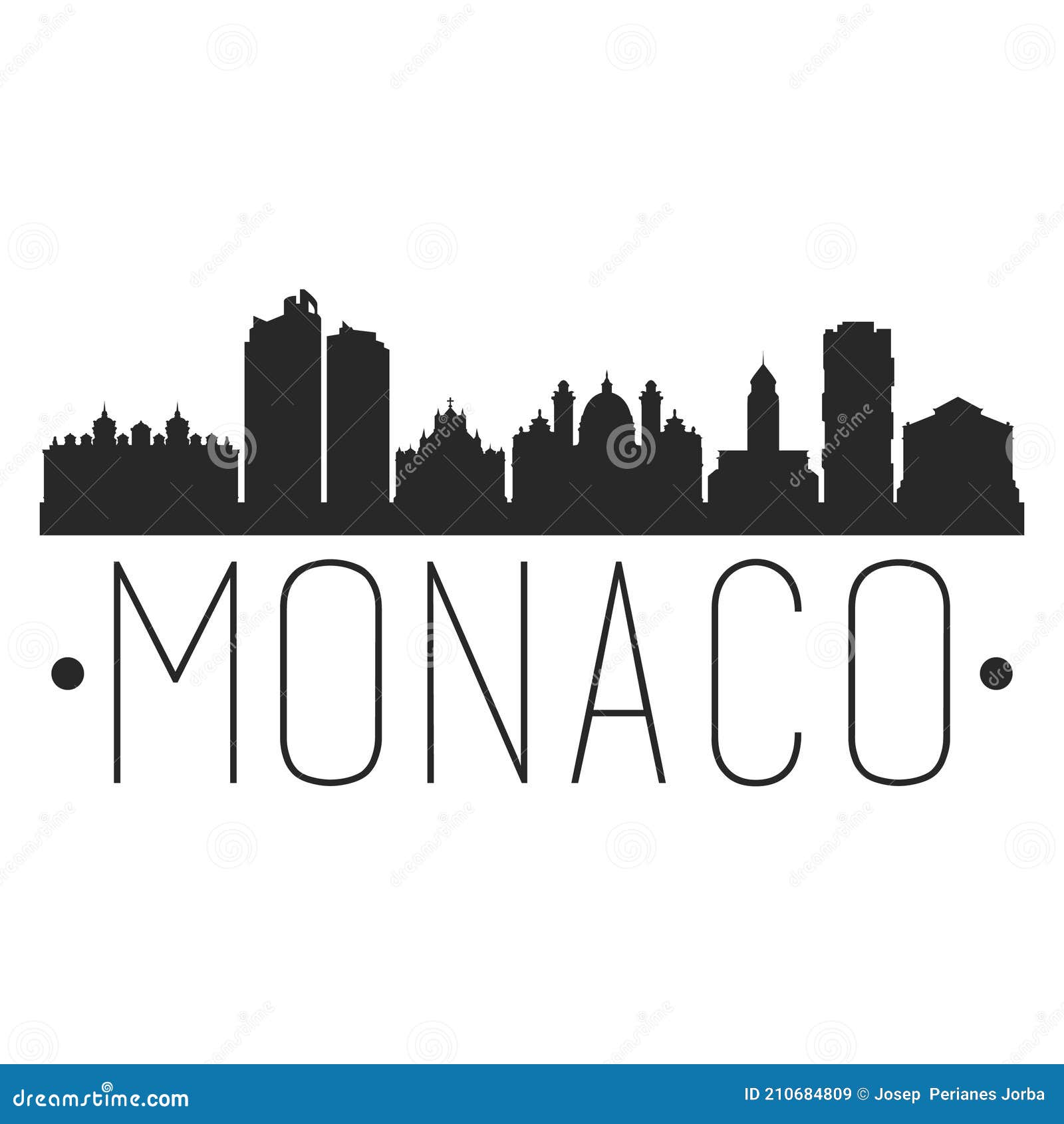 Monaco Famous Municipal And Religious Landmarks Vector Illustration ...