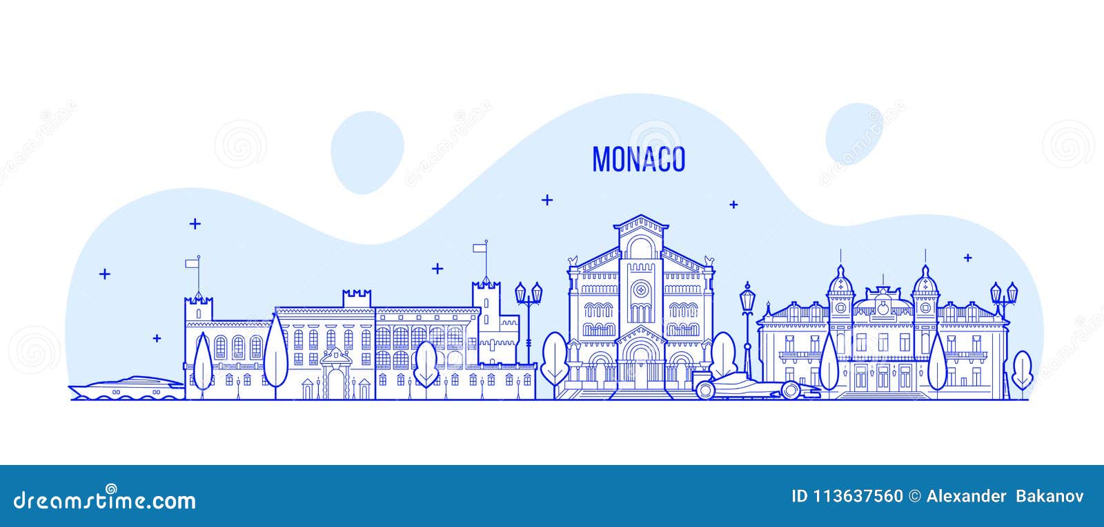 Monaco Skyline City Buildings Vector Stock Vector - Illustration of ...