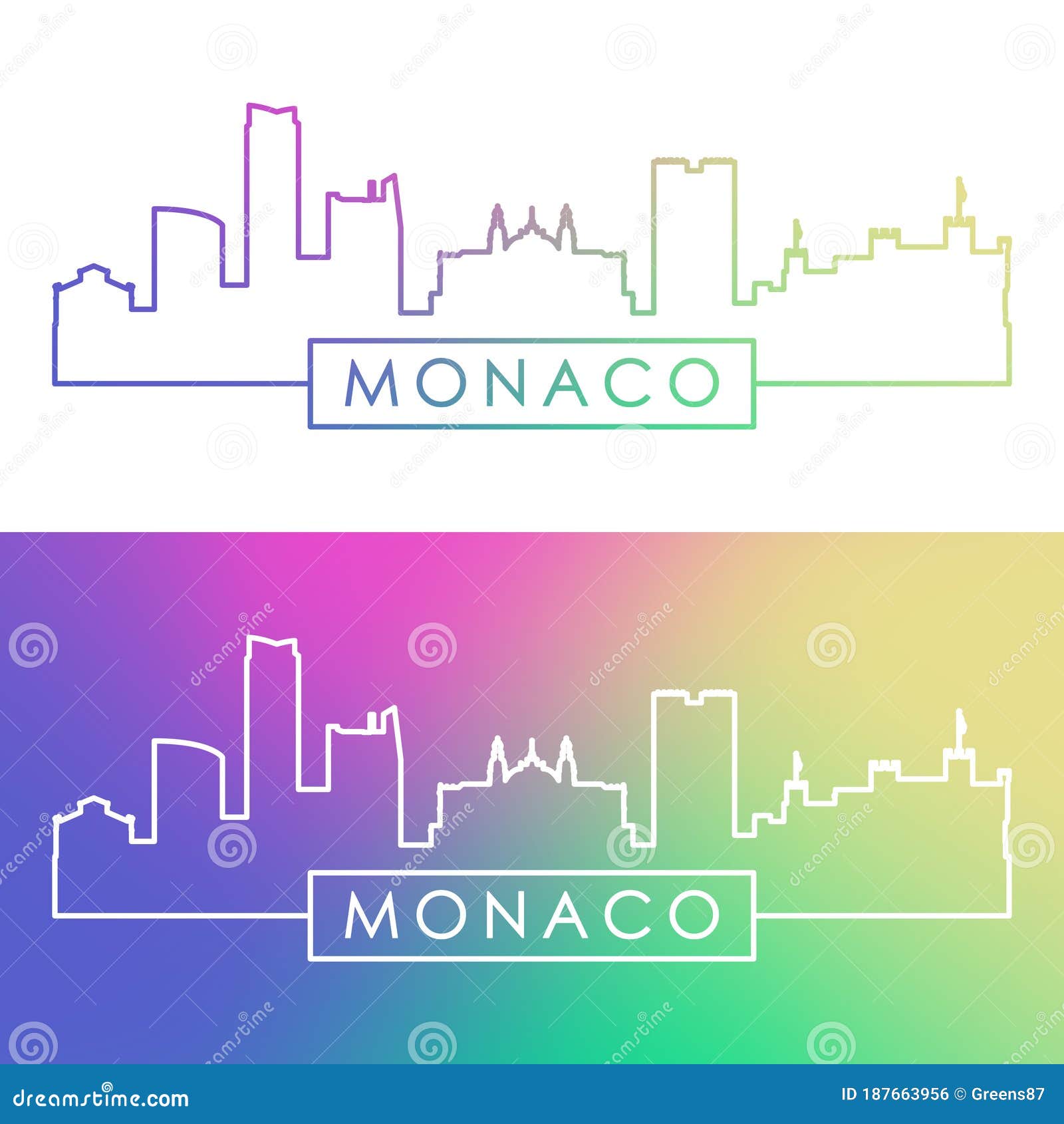 Monaco Skyline. Colorful Linear Style Stock Vector - Illustration of ...