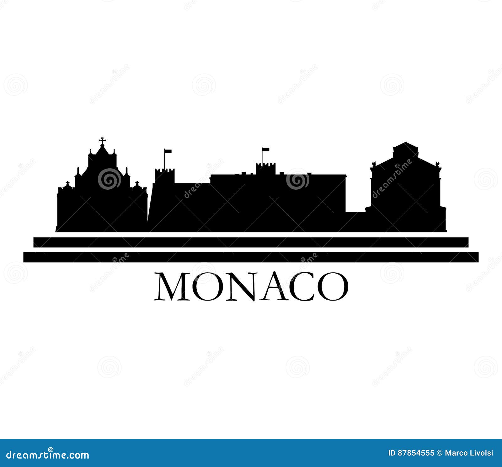 Monaco Skyline And Landmarks Silhouette Cartoon Vector | CartoonDealer ...