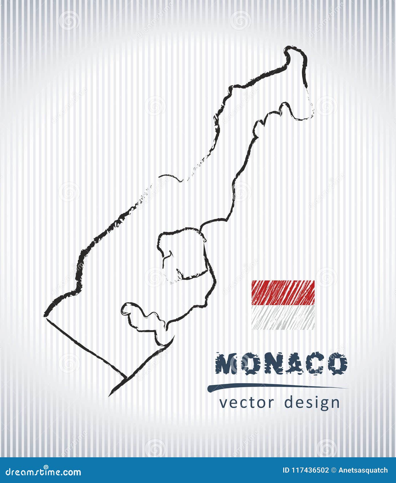Monaco Vector Chalk Drawing Map Isolated on a White Background Stock ...