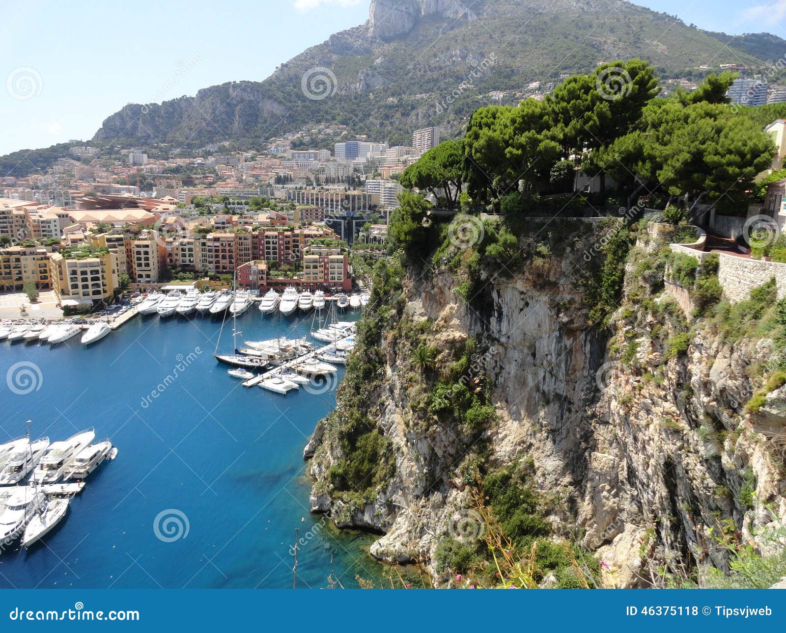 Monaco stock photo. Image of view, mountains, hills, yachts - 46375118