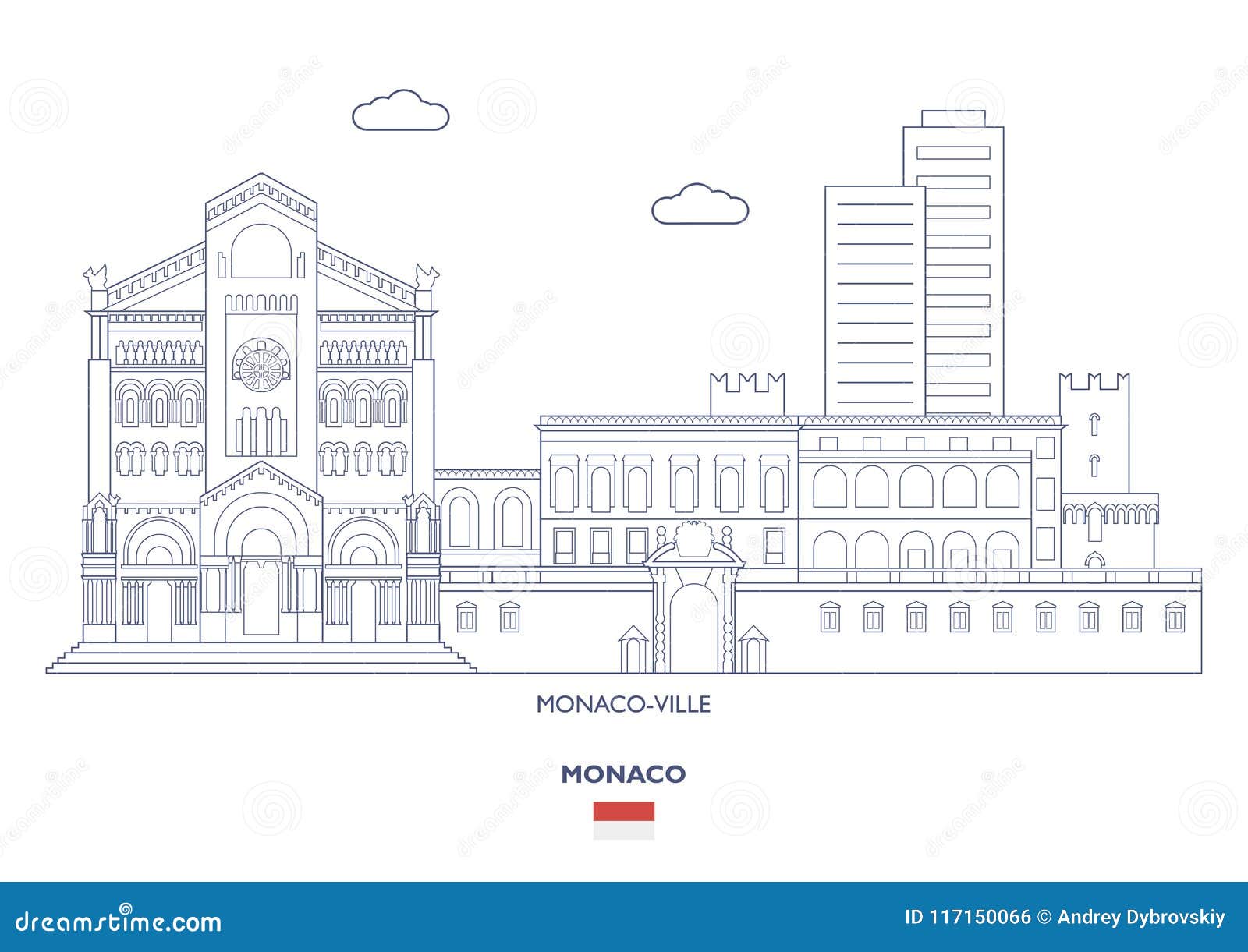 Monaco, Panorama Skyline Panorama Vector Sketch | CartoonDealer.com ...