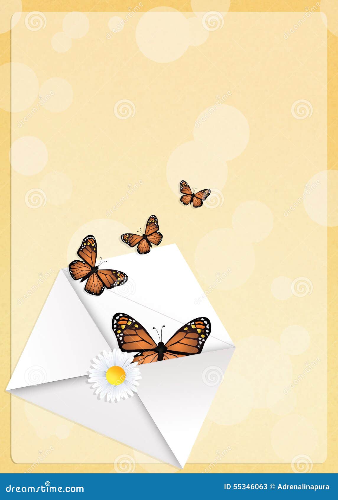 Monarch Butterflies in the Envelope Stock Illustration - Illustration ...