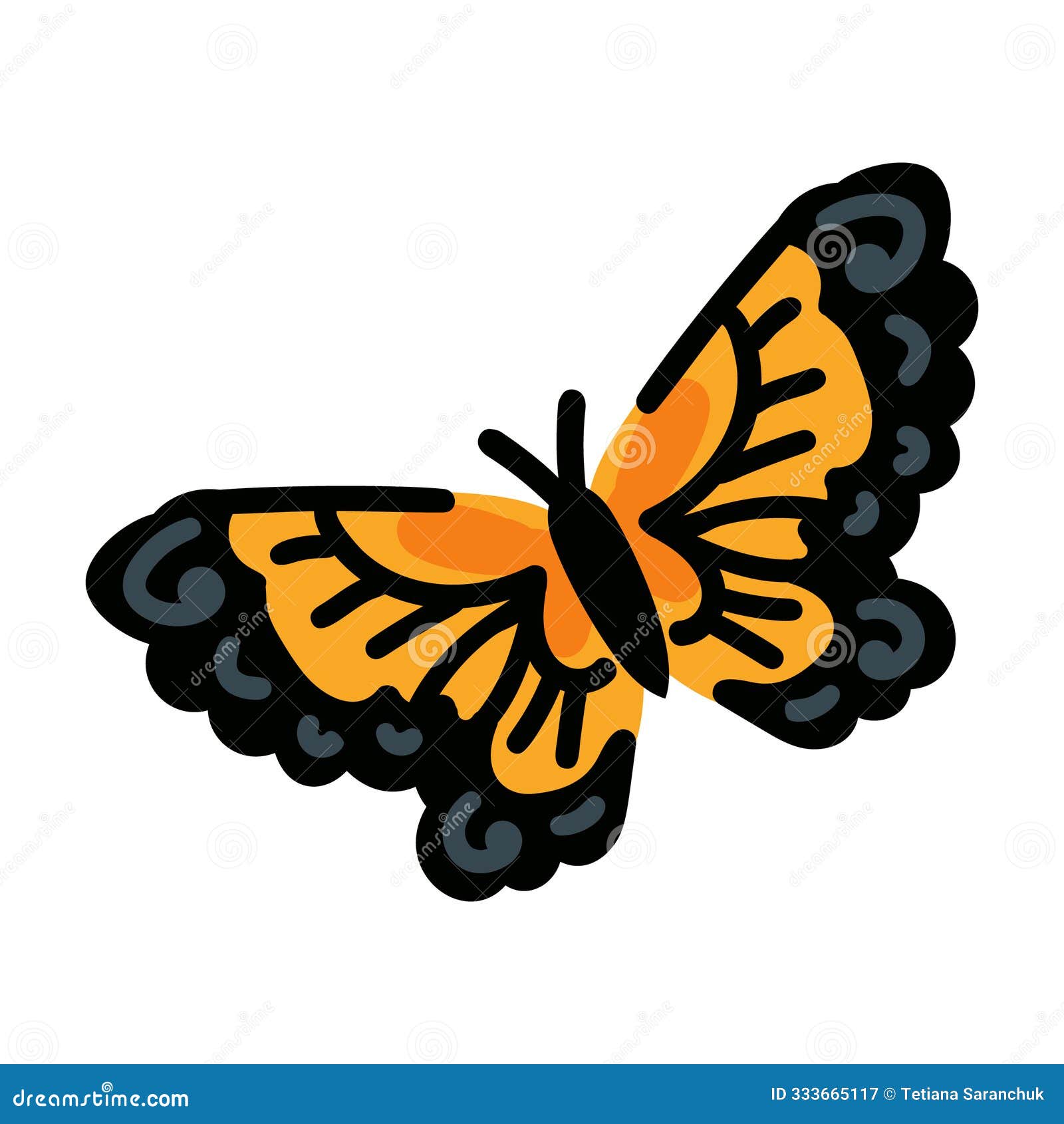 Monarch Butterfly. Hand Drawn Vector Illustration Isolated on White ... Monarch Butterfly. Hand Drawn Vector Illustration Isolated on White ...