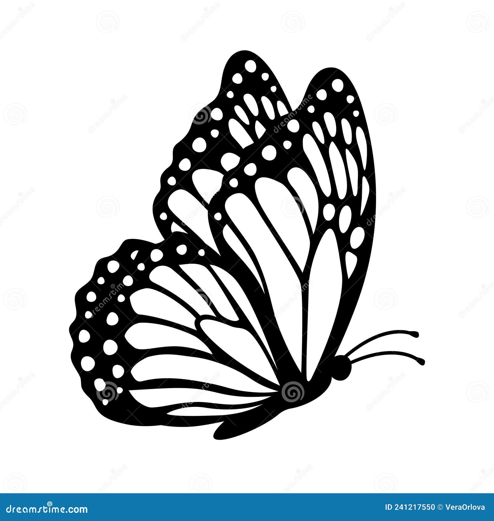 Monarch Butterfly Silhouette, Side View. Vector Illustration Isolated ... Monarch Butterfly Silhouette, Side View. Vector Illustration Isolated ...