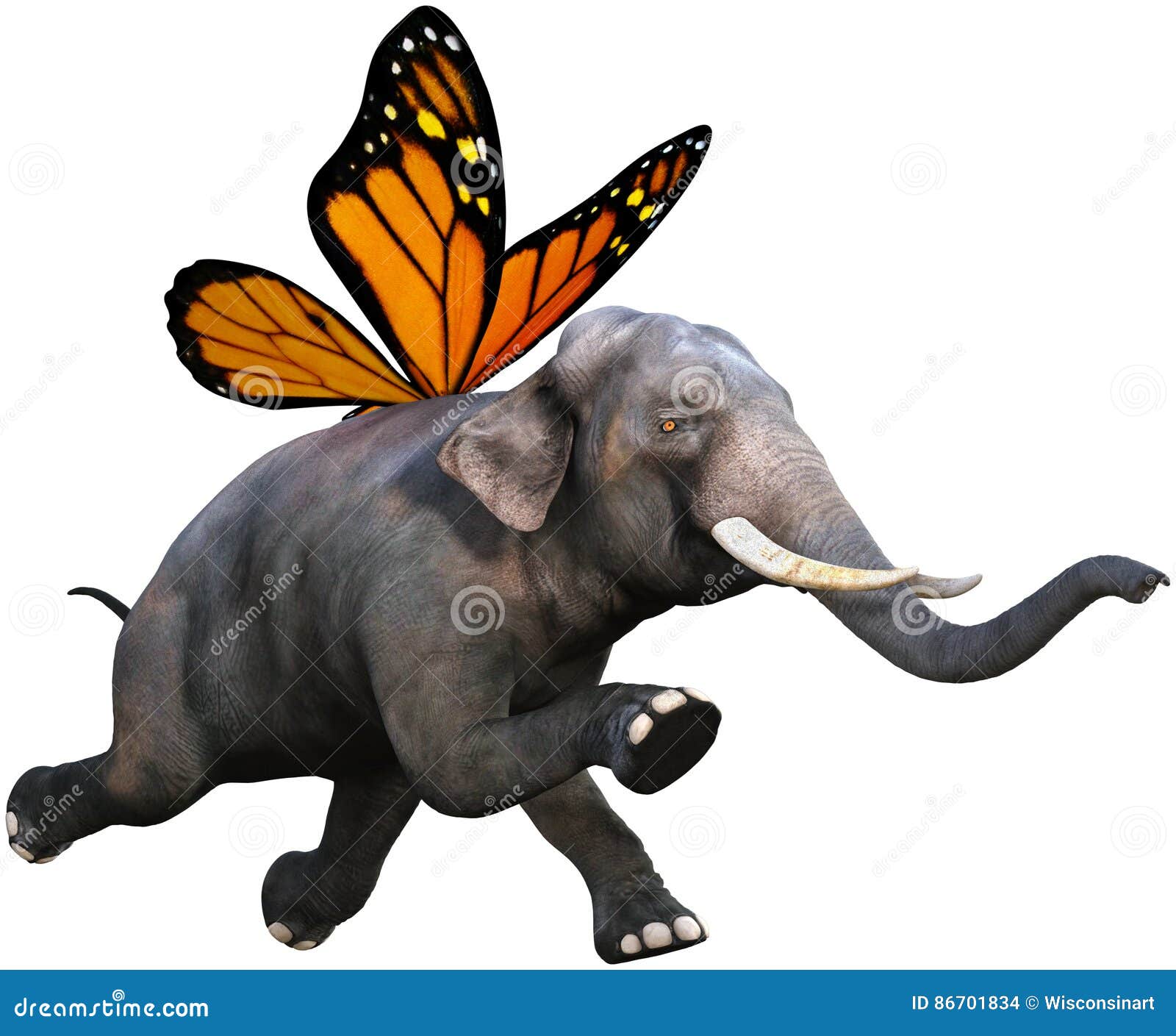Surreal Monarch Butterfly Wings Elephant Royalty-Free Stock Photography ...