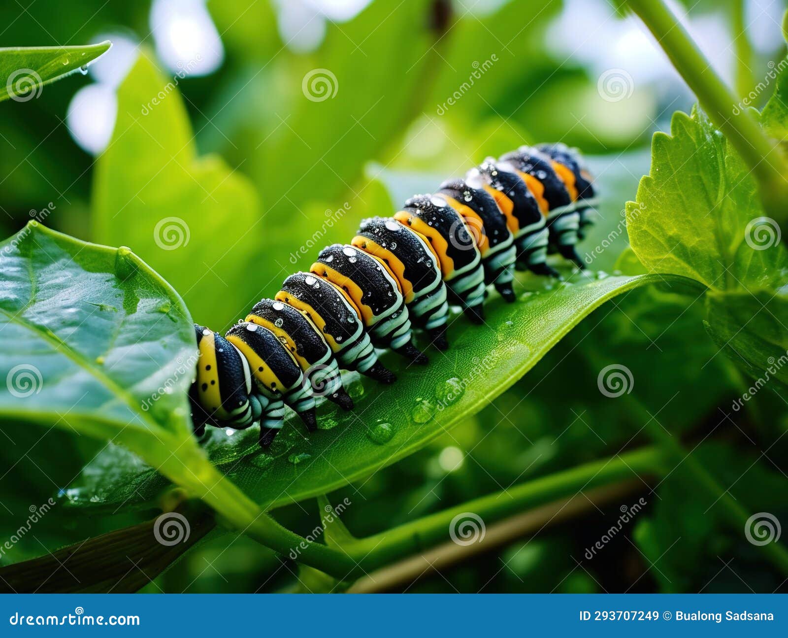 Monarch Caterpillar stock illustration. Illustration of green - 293707249