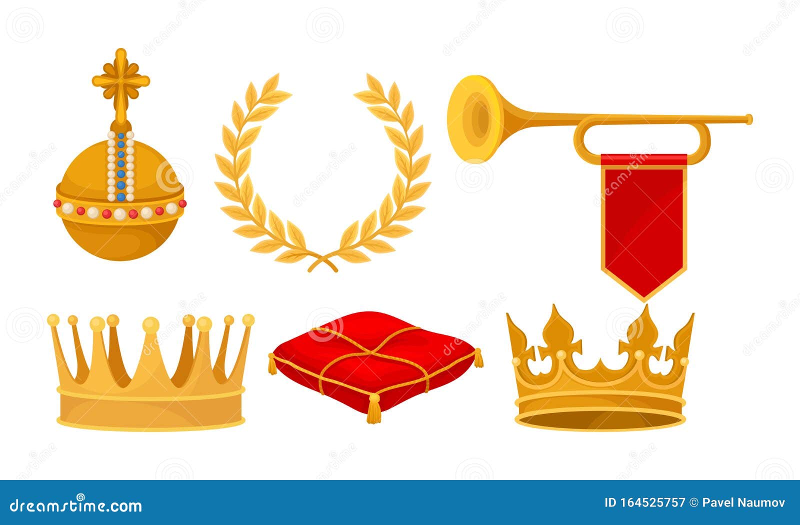 Monarchy Attributes Vector Set. Golden Power Symbols Collection Stock ...