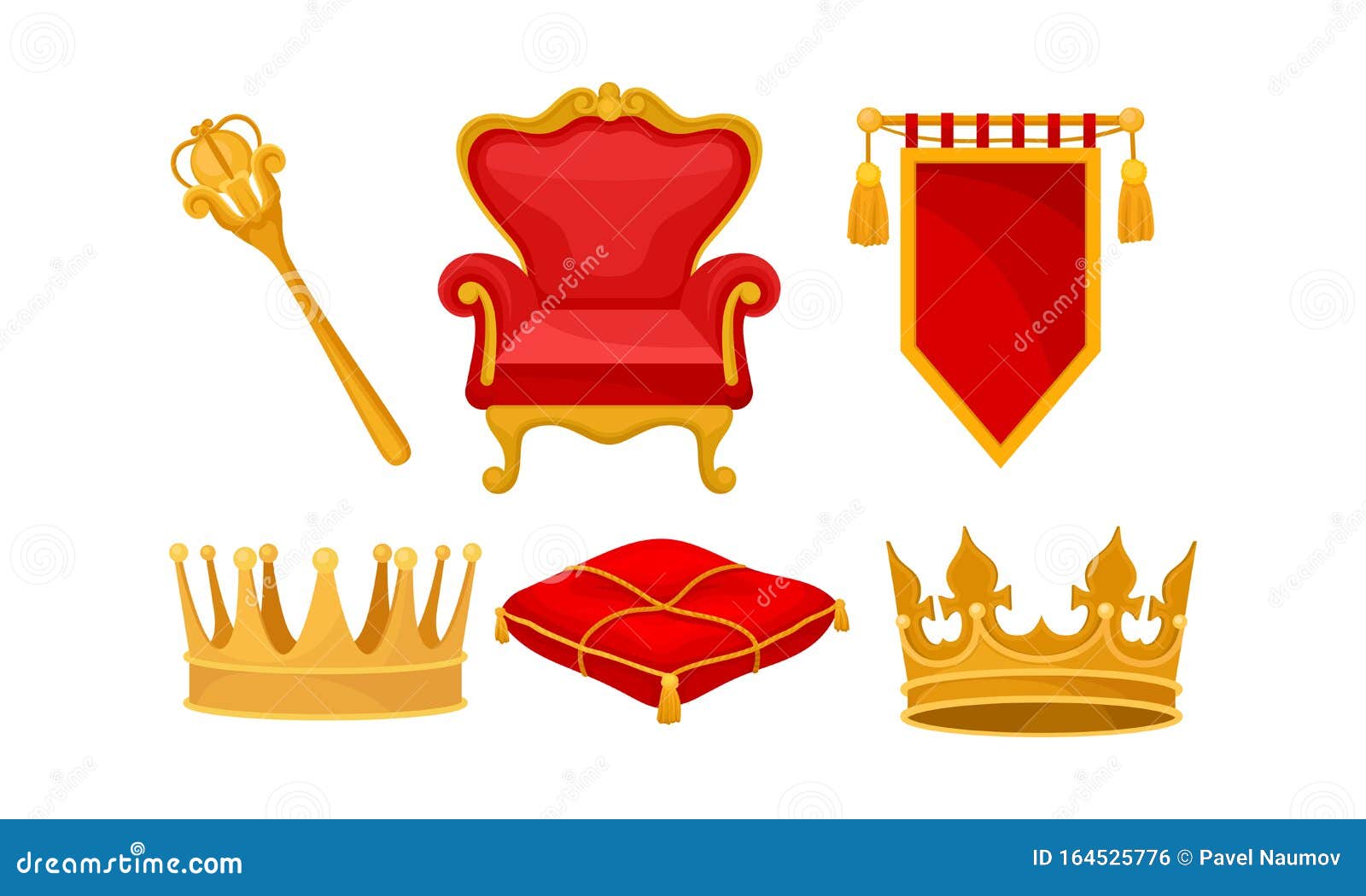 Monarchy Attributes Vector Set. Golden Power Symbols Collection Stock ...