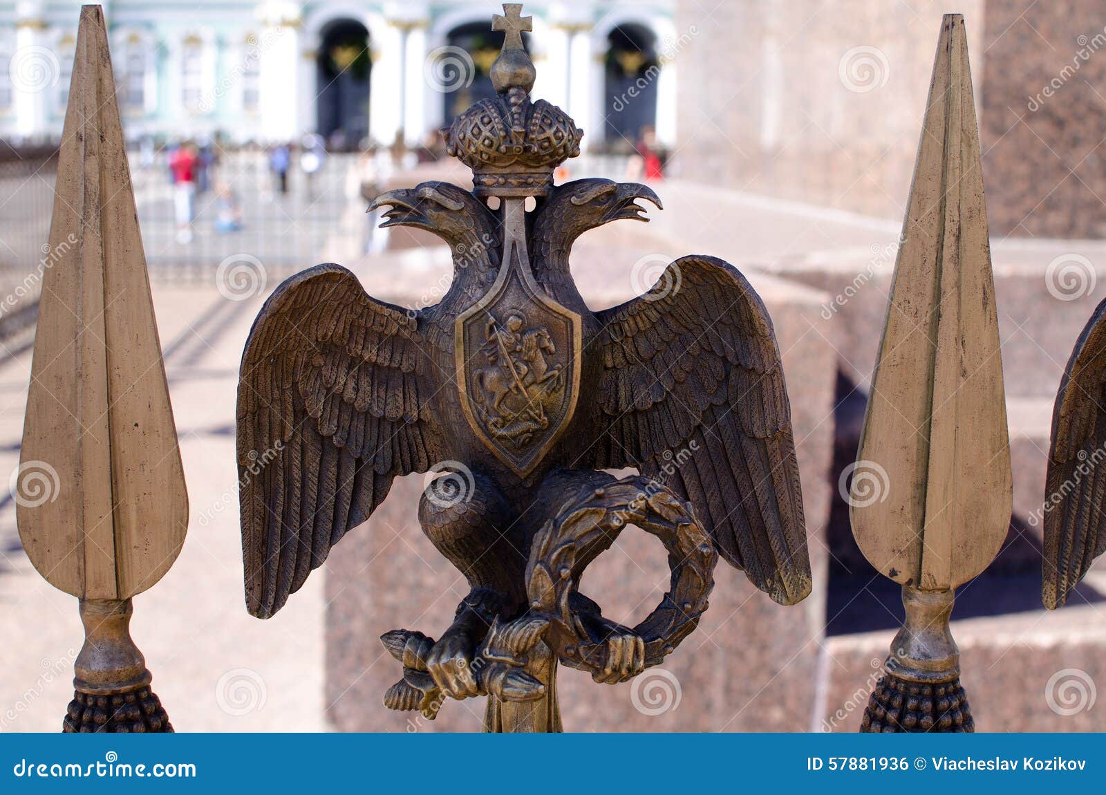 Monarchy Symbol Against the Winter Palace Stock Photo - Image of wings ...