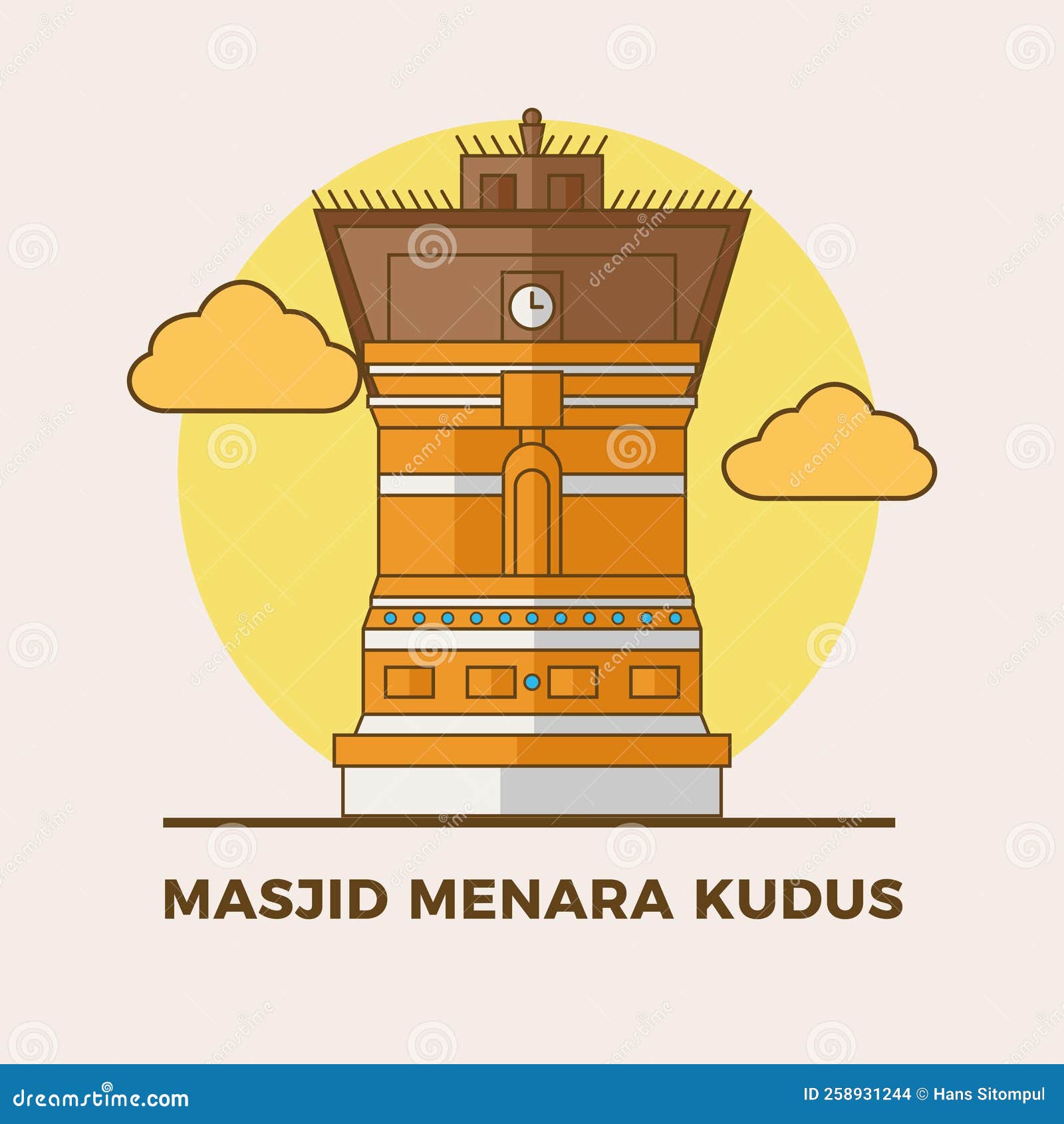 Monument Landmark Masjid Menara Kudus. Stock Illustration ...