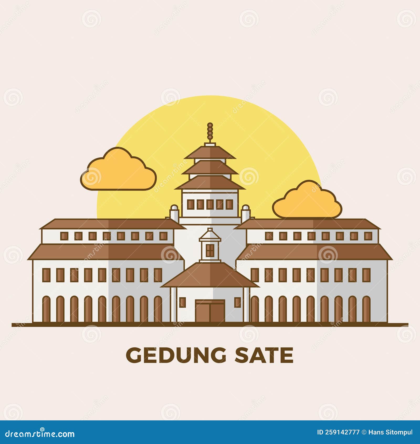 Monument Landmark Gedung Sate Vol-5-04. Stock Illustration ...