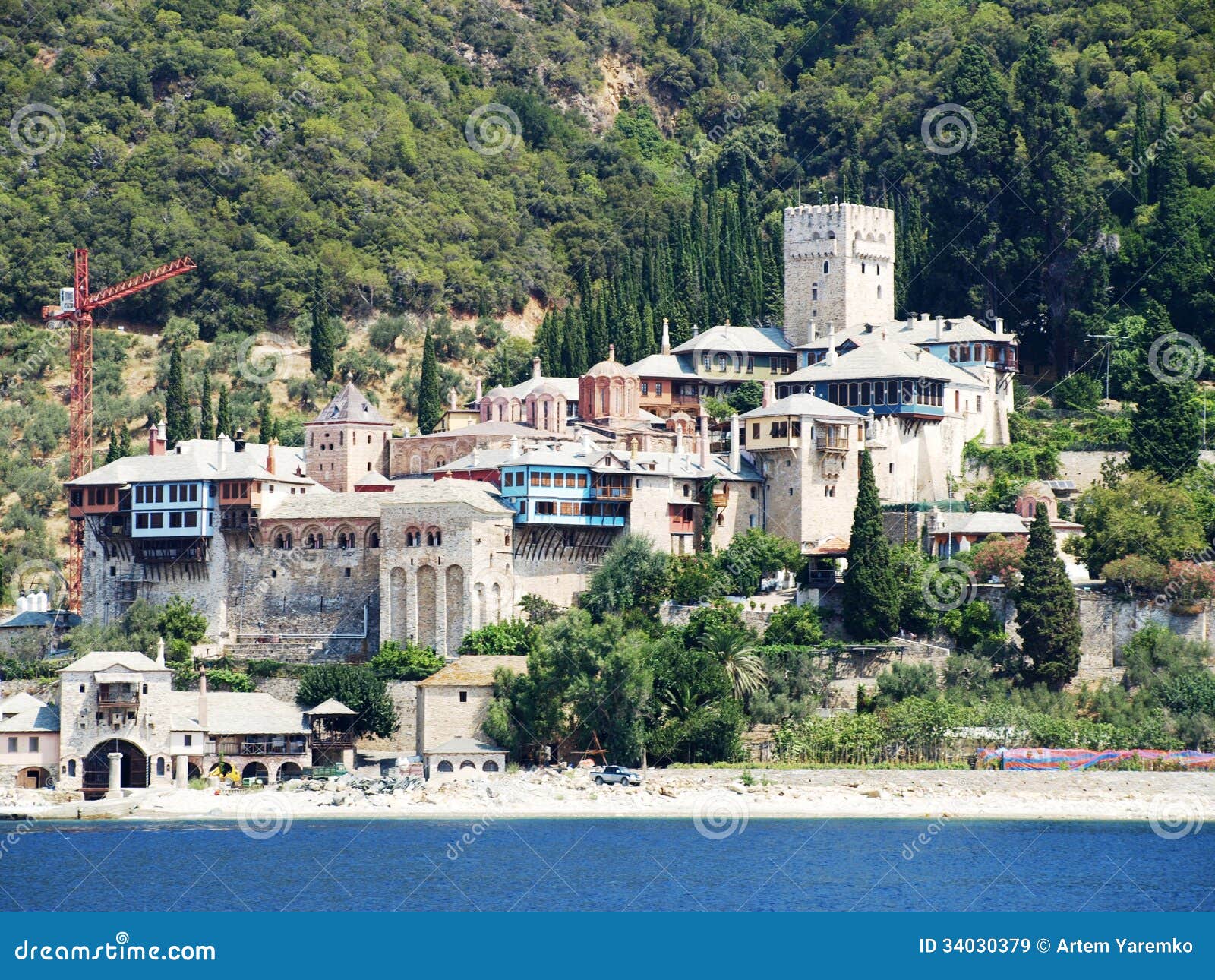 Monasteries at the Coast in Greece Stock Image - Image of landscape ...