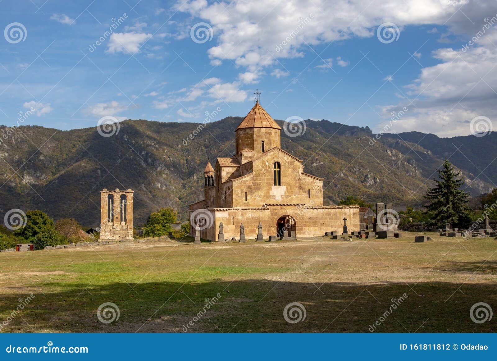Monastery on the Background of Mountains and Cloudy Sky Stock Photo ...