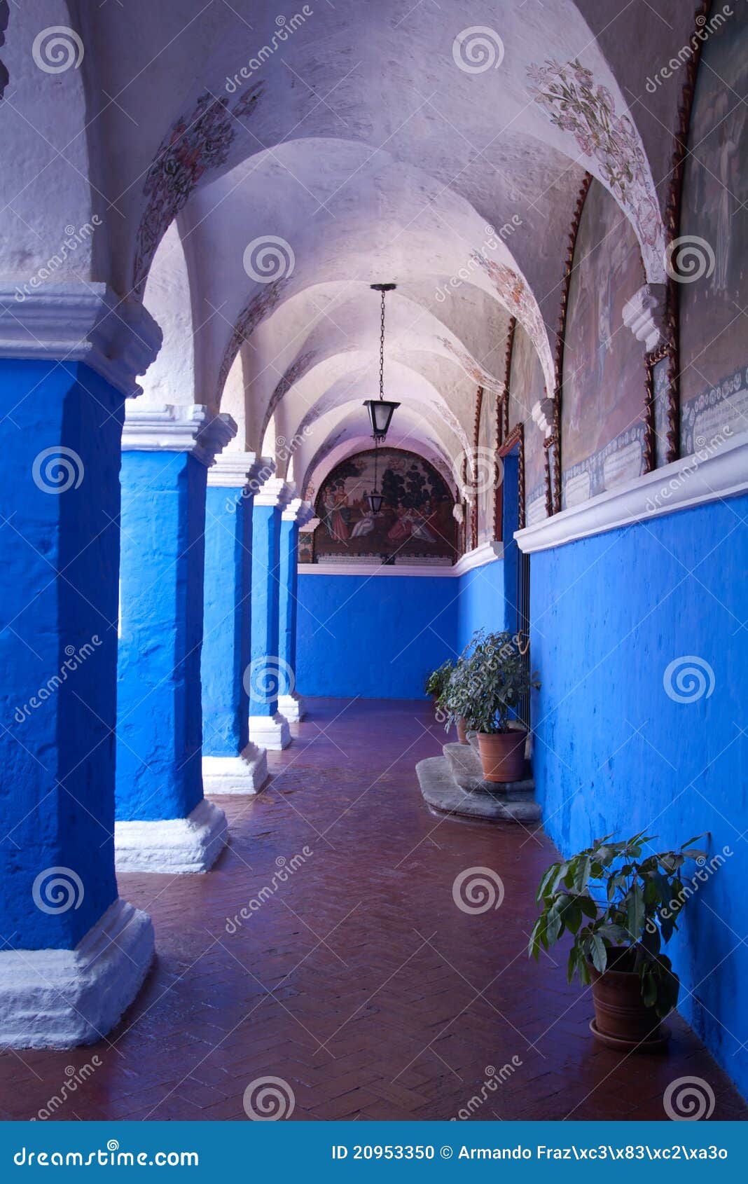 Monastery Blue Walls and Columns Stock Photo - Image of coloured ...