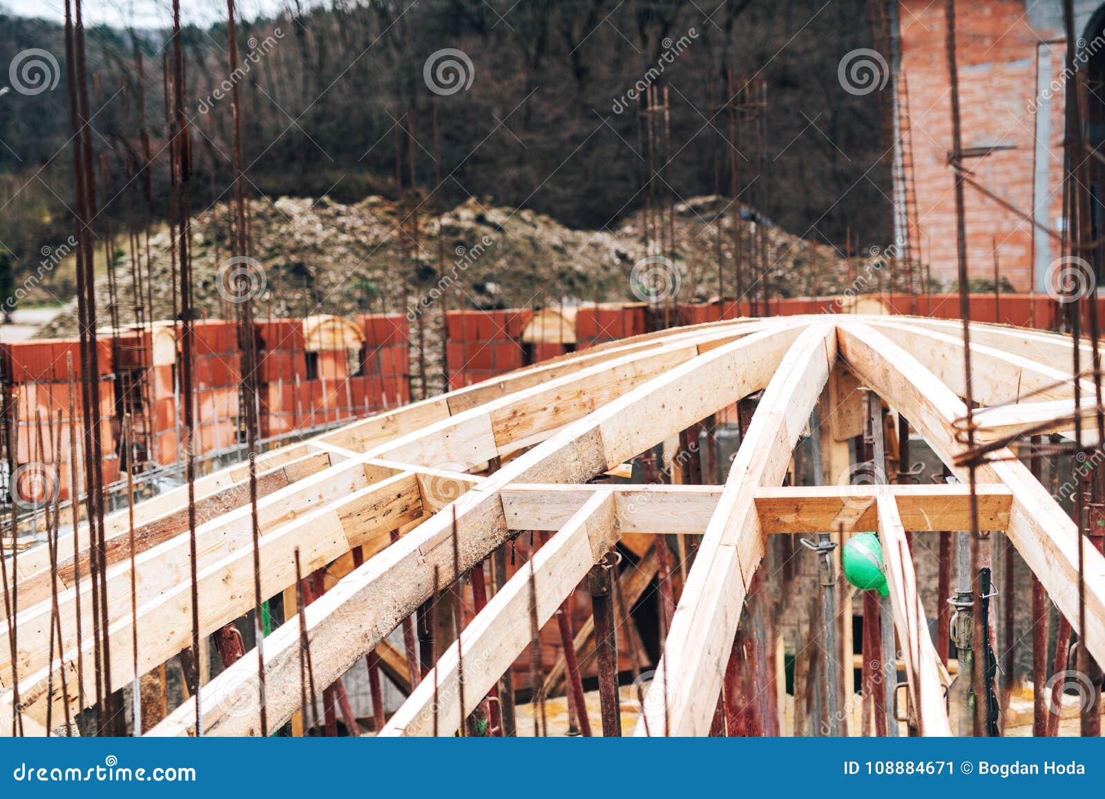 Monastery Construction Site, Architecture Arch Dome Wooden Frame Stock ...