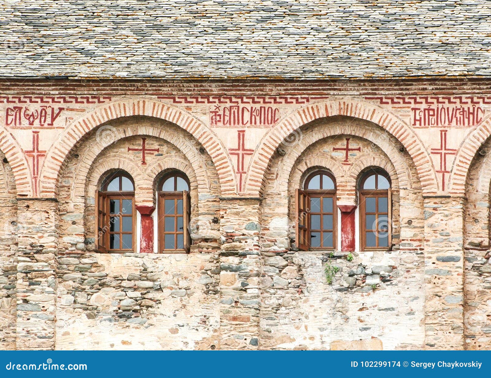 Monastery Dochiariou on Mount Athos Stock Photo - Image of monk, travel ...