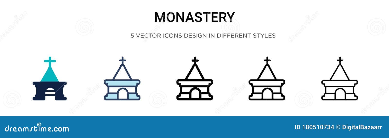 Monastery Icon in Filled, Thin Line, Outline and Stroke Style. Vector ...