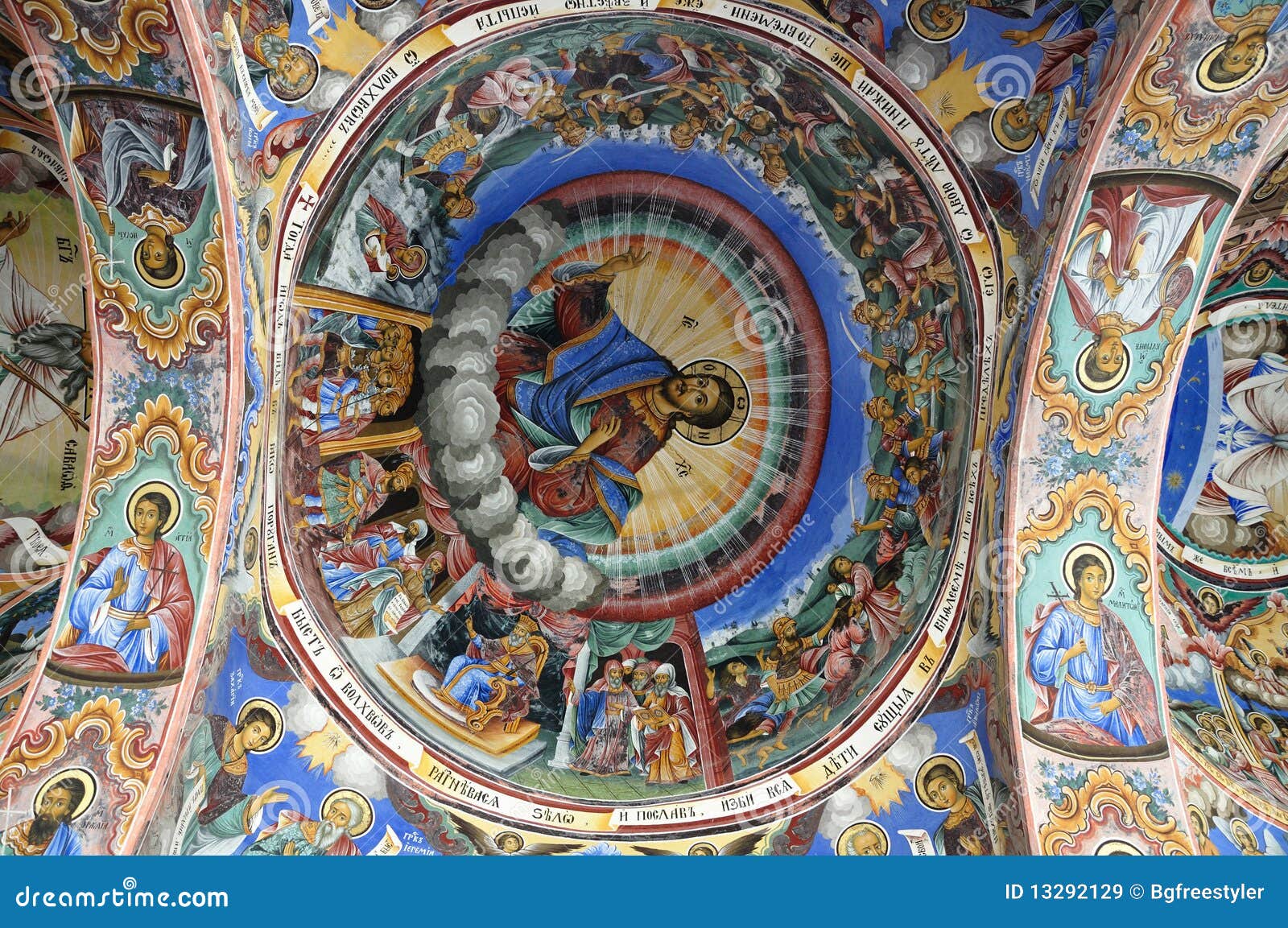 Monastery Interior - Murals Stock Image - Image of frescoes, icons ...