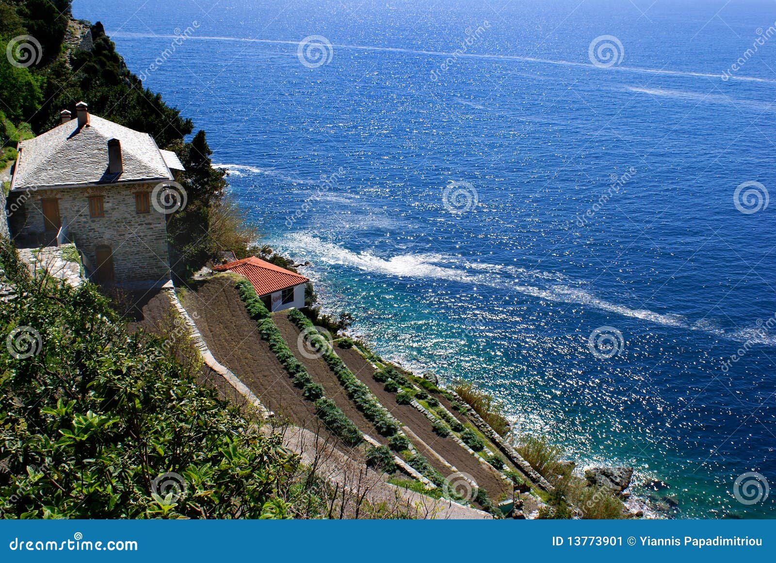 Monastery on Mount Athos stock image. Image of architecture - 13773901