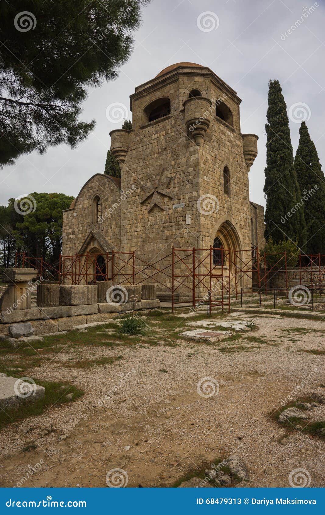 Monastery on Mount Filerimos, Rhodes, Greece Stock Image - Image of ...