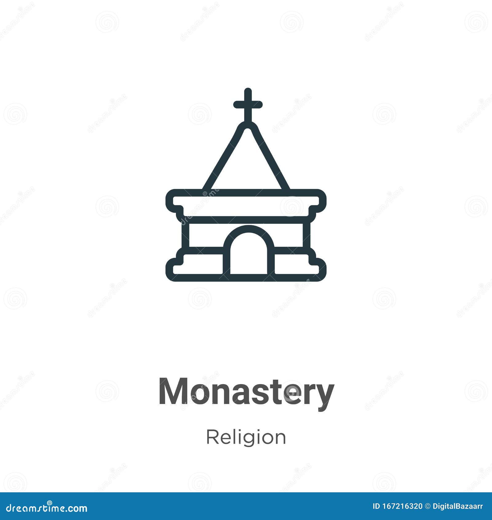Monastery Outline Vector Icon. Thin Line Black Monastery Icon, Flat ...