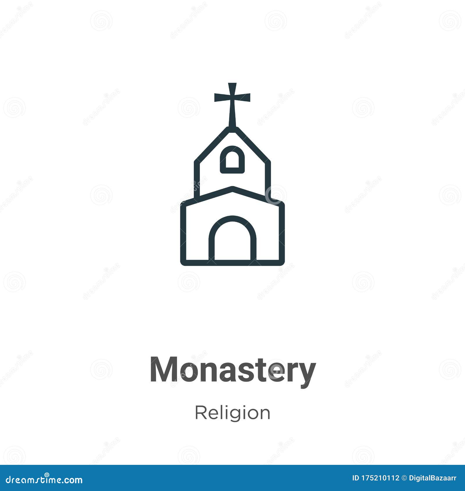 Monastery Outline Vector Icon. Thin Line Black Monastery Icon, Flat ...